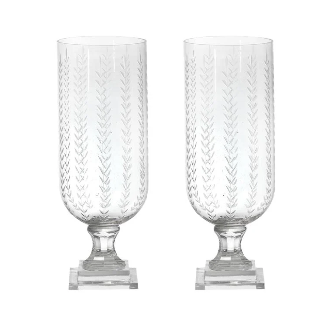 Vertical Leaf Cut-Glass Hurricane Set – Baker Tatum